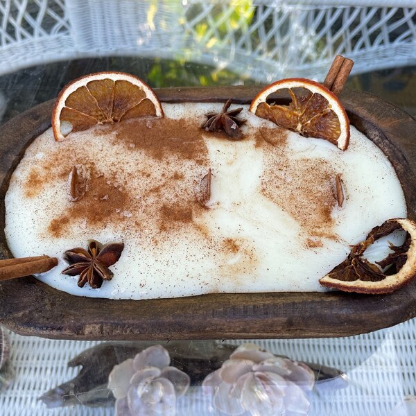 Spiced Orange and Cinnamon Chai Woodwick Dough Bowl Candle - Etsy