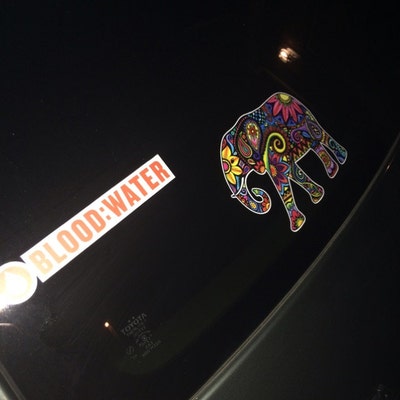 Elephant Car Decal Colorful Design Bumper Sticker Laptop Decal Pink ...