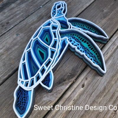 3D Sea Turtle SVG DXF 6 Layer Ocean Svg 3D Mandala Svg Layered Mandala ...