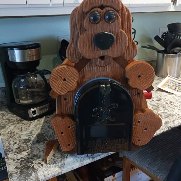 Dog Mailbox Amish Handmade, Wooden With Metal Box Insert USPS Approved ...