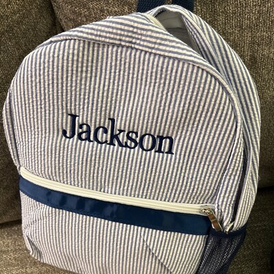 Personalized Baby Backpacks Monogrammed Toddler Backpacks Seersucker ...