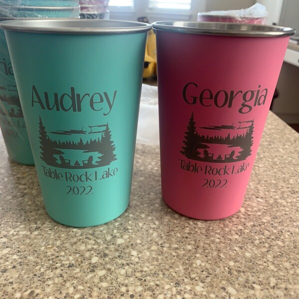 Custom Laser Engraved Cups, Personalized Stainless Steel Pint Glass ...