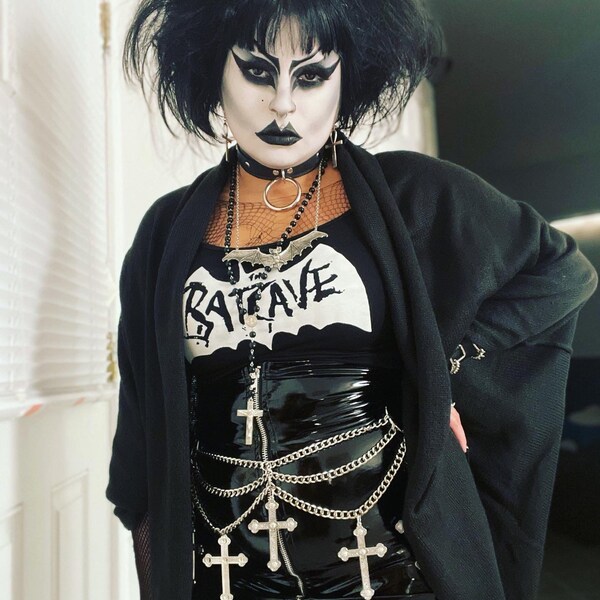 The Batcave Black Crop Tank Top Goth Gothic Deathrock Punk Etsy