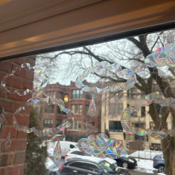 Rainbow Cloud Window Gems - Static Window Clings - Alert Birds to ...