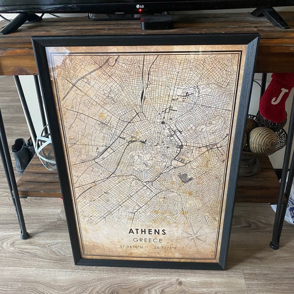 Athens Vintage Map Print | Athens Map | Greece Map Art | Athens City ...