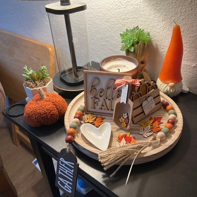 SET // Fall Stacking Wooden Blocks // Fall Tiered Tray Decor - Etsy