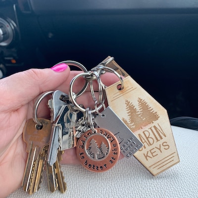 Lake Key Chain, Cabin Key Chain, Welcome to the Cabin, Hand Stamped Key ...
