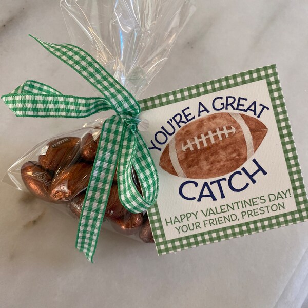 You're a Great CATCH | Watercolor Football VALENTINE TAG - Etsy