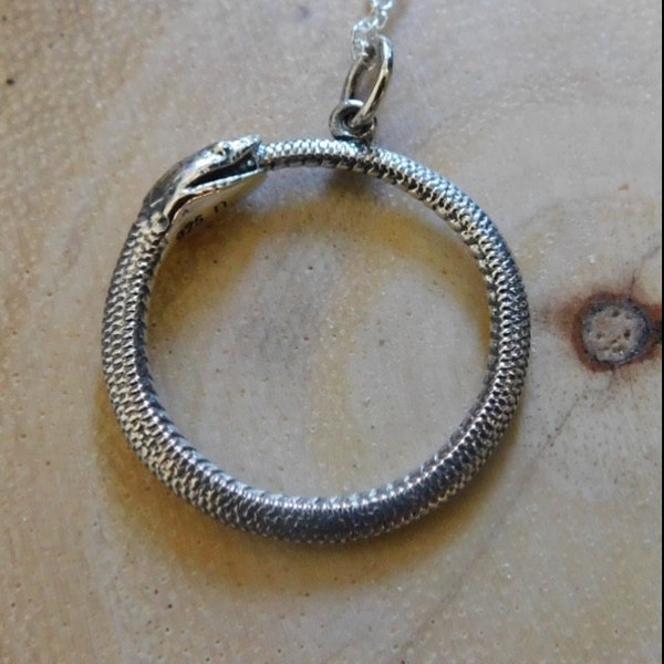 Silver Ouroboros Necklace - Sterling Silver Ouroboros Charm on a ...