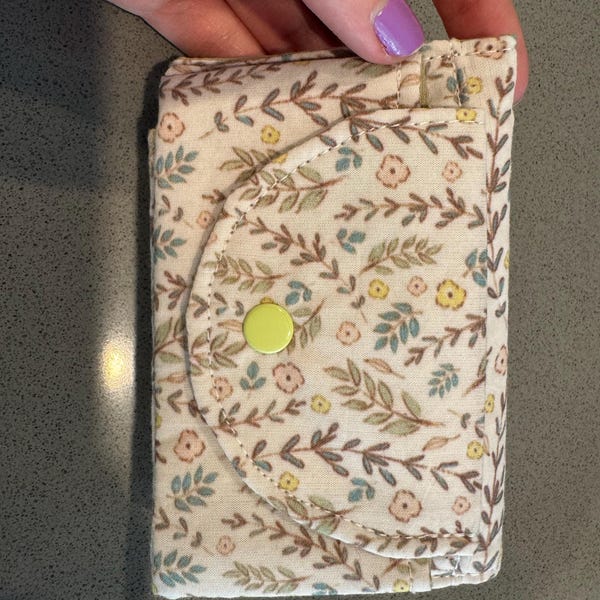 Handmade Card Holder With Keychain 4 Card Slots, Snap Closure, Colorful ...