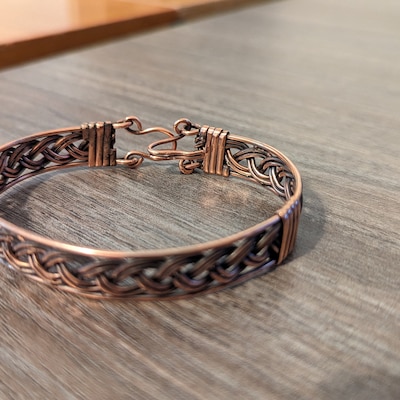 Copper Wire Wrapped Cuff Men Bracelet Wire Wrap Bangle Unisex Bracelet ...
