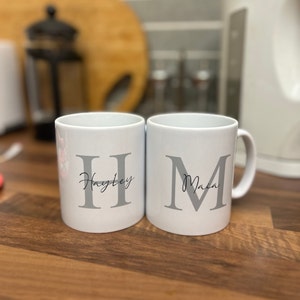 Initial Name Matching Mugs | Personalised Couple Mug Set | Custom His ...