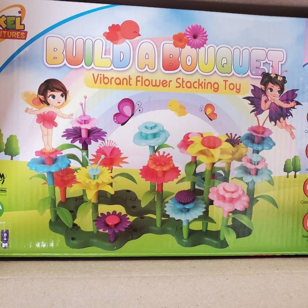 Build A Flower, Colorful Stacking Montessori Toy, Waldorf Educational ...
