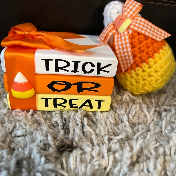 Halloween Faux Book Stack Tray Decor Spooky Mini Book Stack Halloween ...