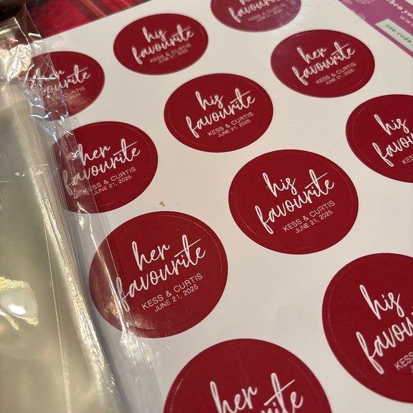 His Favorite & Her Favorite Favor Labels + Bags | Wedding Favours ...