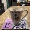 Monogrammed Mug Rug, Embroidered Mug Rug, Floral Mug Rug, Personalized ...