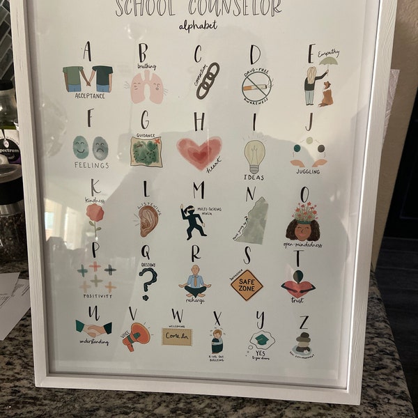 School Counselor Alphabet Print - Counseling Gift ABC Office Wall Decor ...