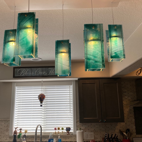 Island Lighting or Dine Light Fixture. Turquoise Lamp for Kitchen ...