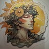 Watercolor Apollo Sticker God of Music and Prophecy Square Vinyl ...