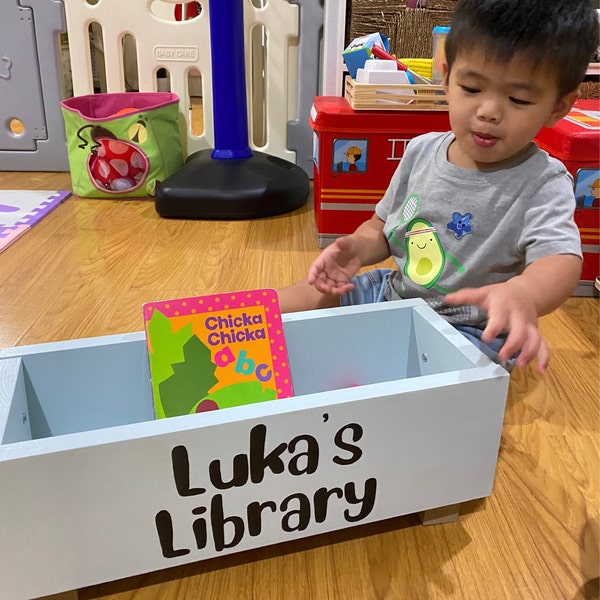 Children's Library Box, Baby Book Box, Book Storage, Nursery Storage ...