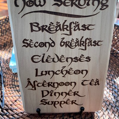 Scratch and Dent Sale Hobbit Daily Meals Sign / Plaque Solid Wood ...