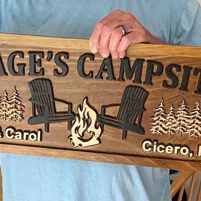 Custom Wood Campfire Sign Family Name Campsite Sign Last Name Sign ...