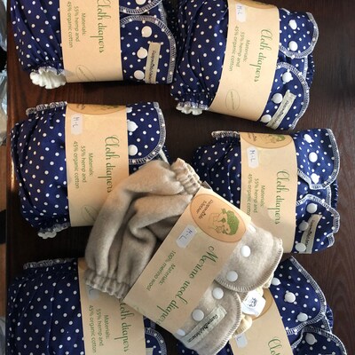 6psc Hemp-organic Cotton Cloth Diapers Set/pack for Baby Merino Wool ...