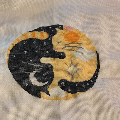Luna and Apollo Cross Stitch Pattern Yin Yang Cross Stitch Cats Cross ...
