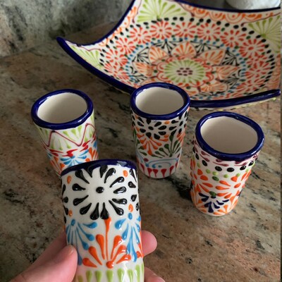 Pamela Square Modernist Mexican Ceramic Talavera Bowl Serving Platter ...