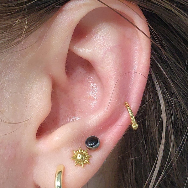 Dainty Sun Daith Ring, Hinged Clicker Hoop, 16ga 8mm or 10mm, Unisex ...