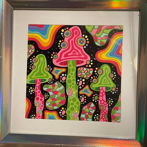 Funky Graveyard Painting | Mushroom Checkered Polka Dots Canvas Acrylic ...