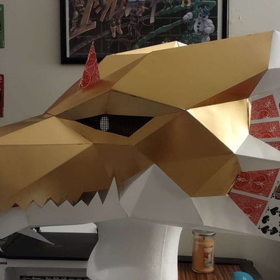 Tatsu Dragon Head Mask DIY Halloween Costume Papercraft PDF Template - Etsy