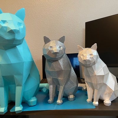 Doberman Stand & Sit Papercraft, Dog Low Poly, Papercraft, Papercraft ...