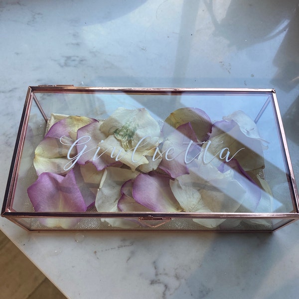 Personalized Glass Jewelry Box - Script Custom Name - Rose Gold - Gifts ...
