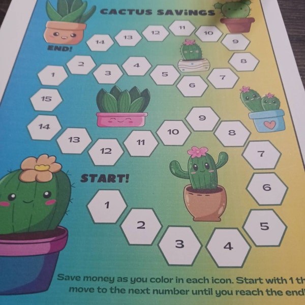 Cactus Savings Challenge and Cash Envelope - Etsy