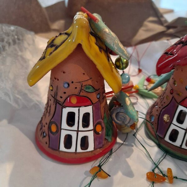 Ceramic House Bells Handmade . Room and Garden Decor.handmade.unique ...