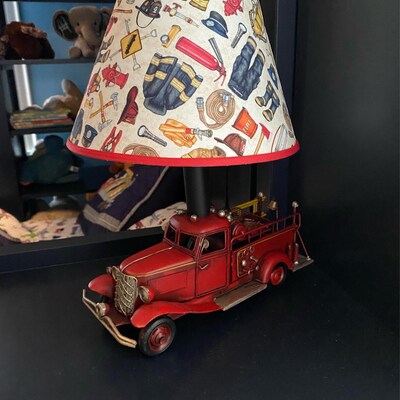 Red Fire Truck Lamp - Etsy
