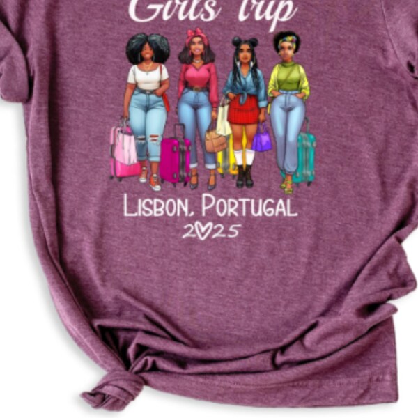 Custom Destination Girls Trip 2025 Shirt Matching Vacation Group Tee, Girls Holiday Tshirt ...