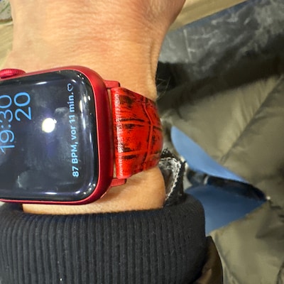 Red Genuine Leather Apple Watch Band 42mm, 38mm, 40mm, 44mm, 49mm for ...