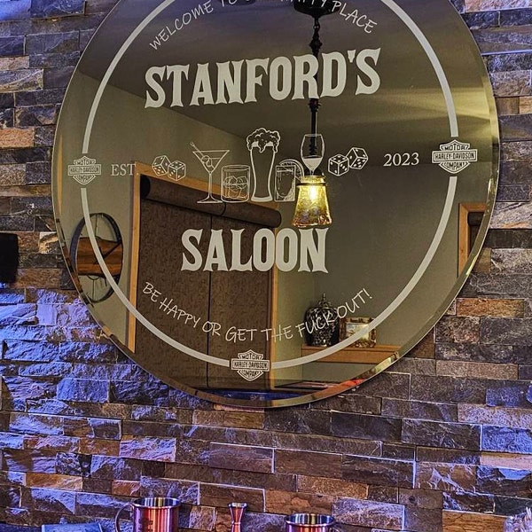 Personalized Liquor Bottle Bar Mirror|large Mirror|personalized Bar ...