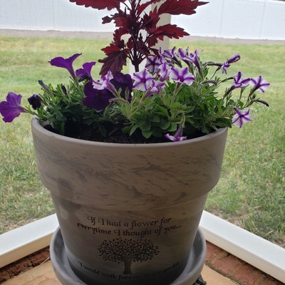 Engraved Memorial Flower Pot Custom Carved Terra Cotta - Etsy