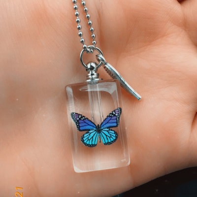Crystal Glass Urn Purple Blue Butterfly Angel Wing Bottle - Etsy