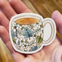 Pink Tea Mug Sticker, 2.5x2.25in. - Etsy