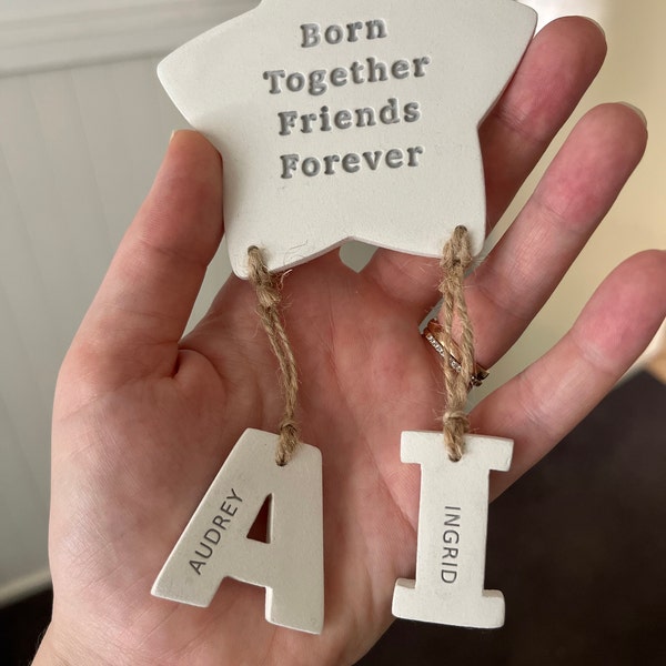 Personalised Twins Bedroom Door Sign, 'born Together Friends Forever ...