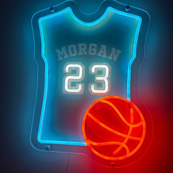 Custom Basketball Jersey Neon Sign, Custom Name Neon Sign for Kids ...