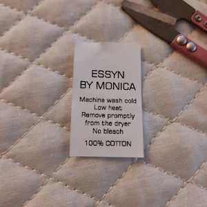 150 Custom Sew in Labels, Black Fabric Labels, Satin Garment Hem Tags ...