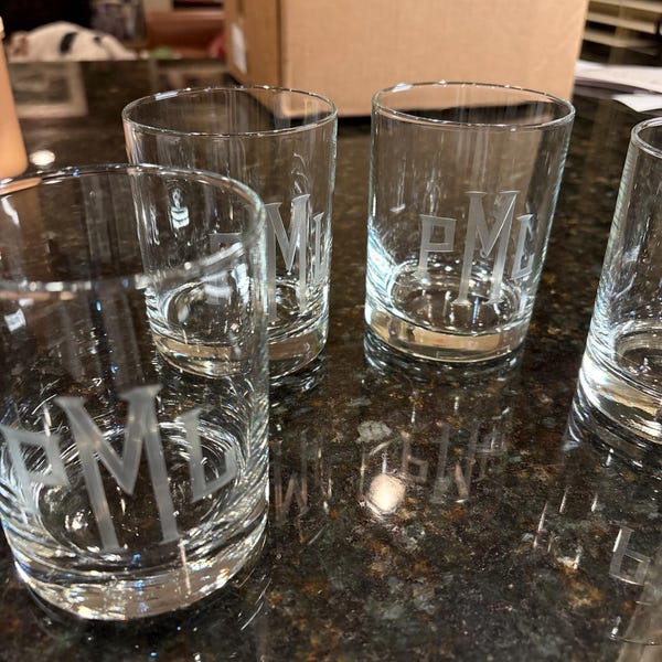 Custom Engraved Wine Glasses Personalized With Name on Each | Hand Cut ...
