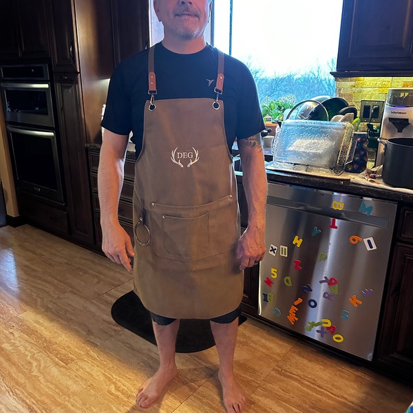 Personalized Bar Apron, Canvas Workshop Apron With Pockets, Custom Gift ...