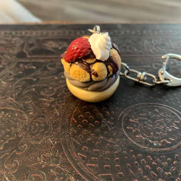 Cream Puff Keychain - Etsy