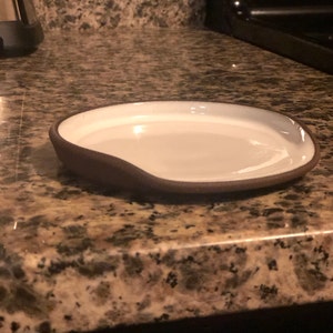 Rustic White Spoon Rest With Raw Edges Ceramic Spoon Rests Stoneware ...